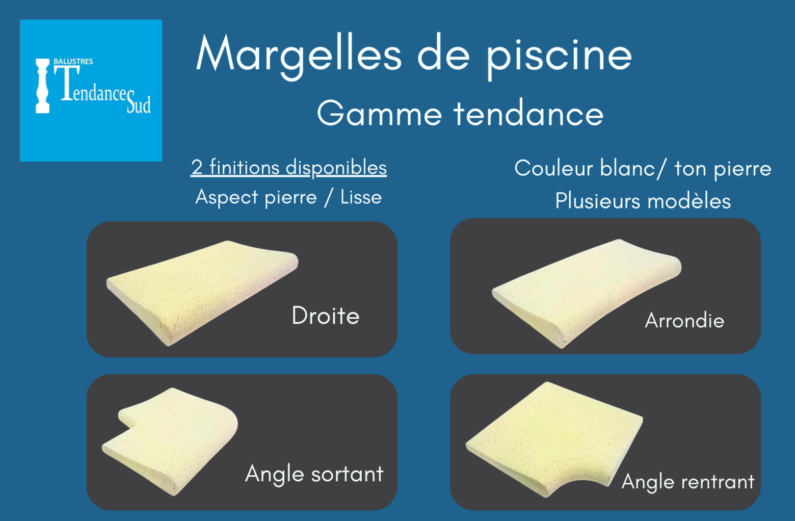 Margelles pour piscine - gamme Tendance plusieurs dimensions